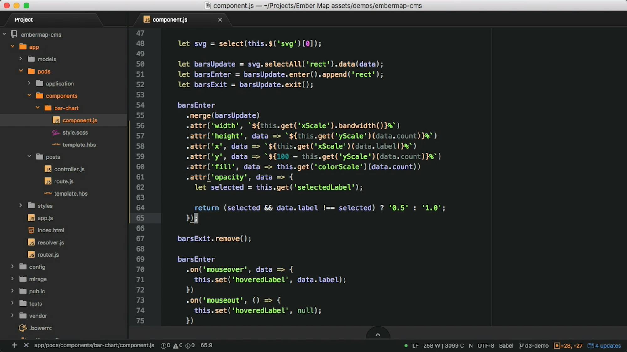 Separating static and dynamic code | Using D3 with Ember | EmberMap