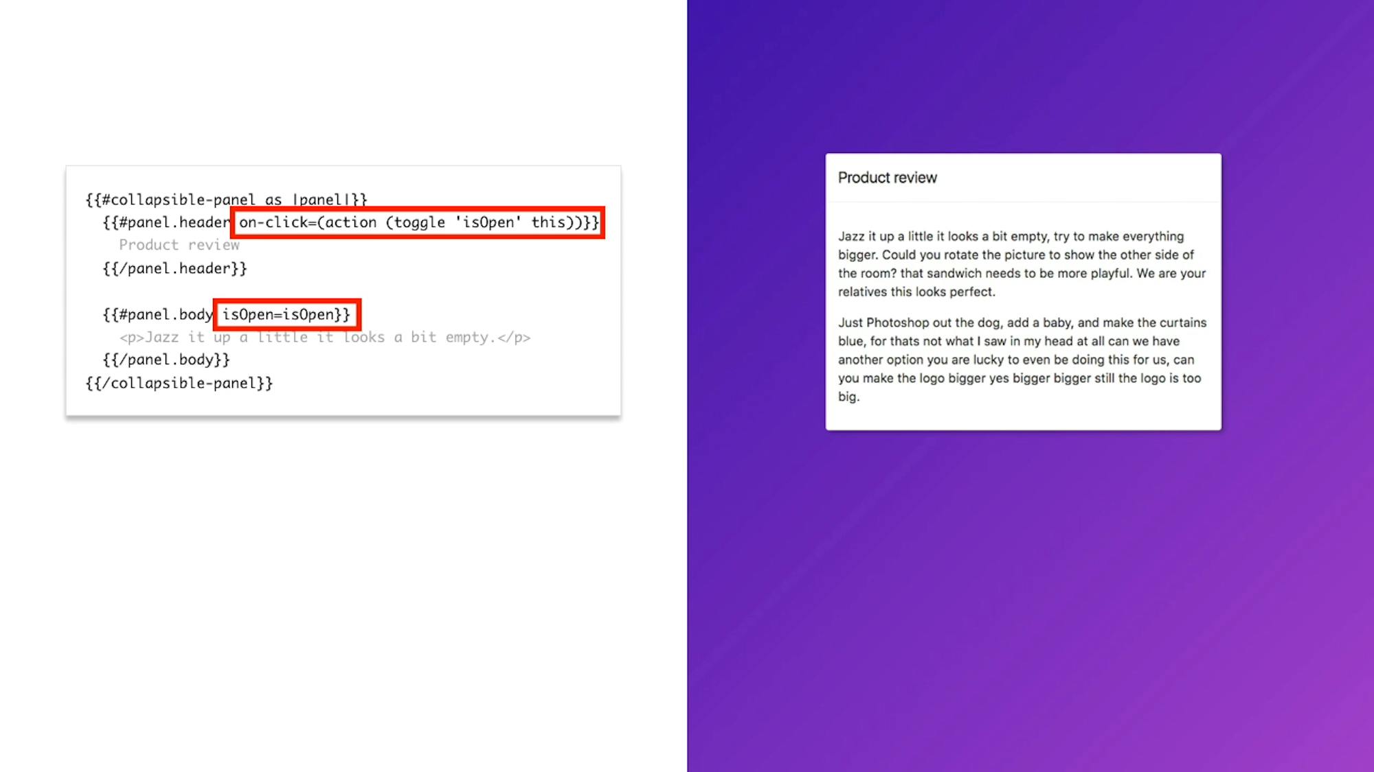 Pre-wired data and actions | Contextual components | EmberMap