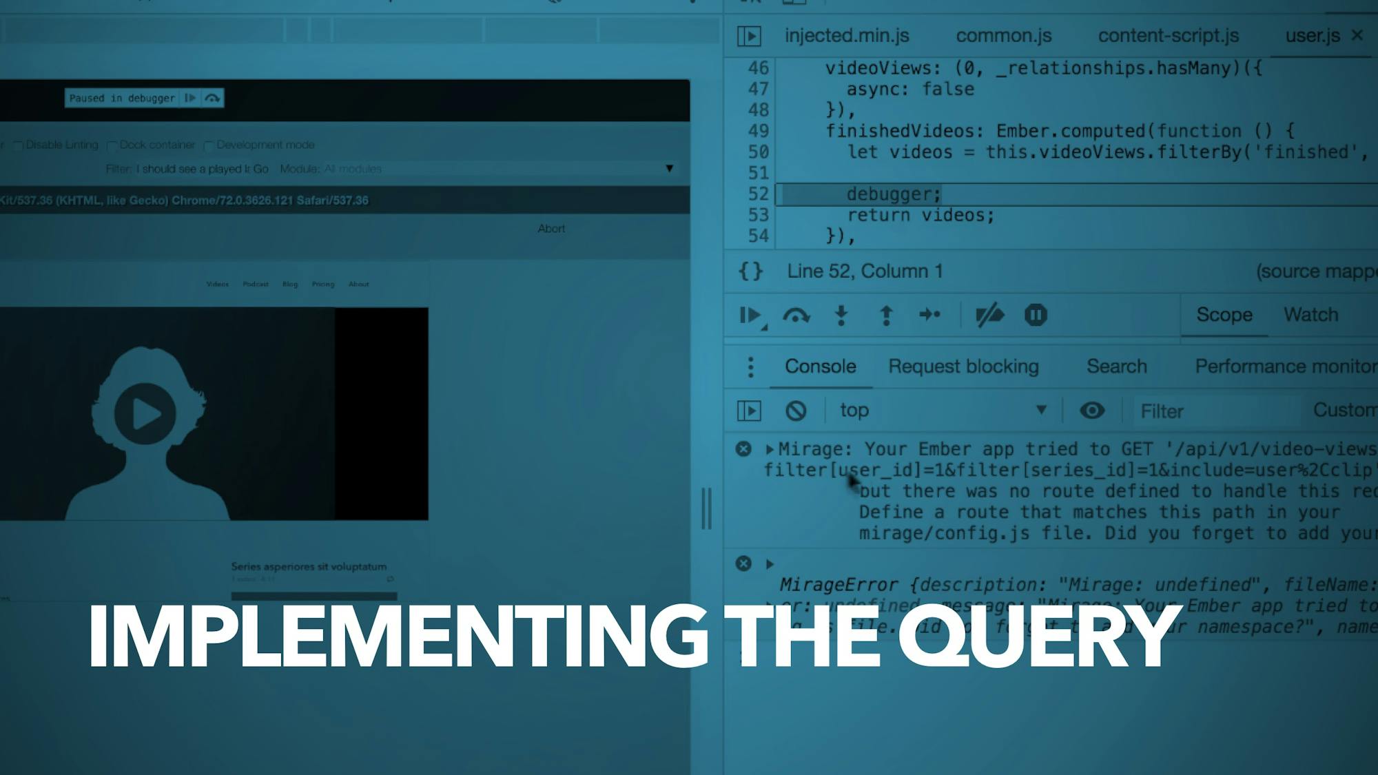 Implementing the data query | Let's build a feature: Video views | EmberMap