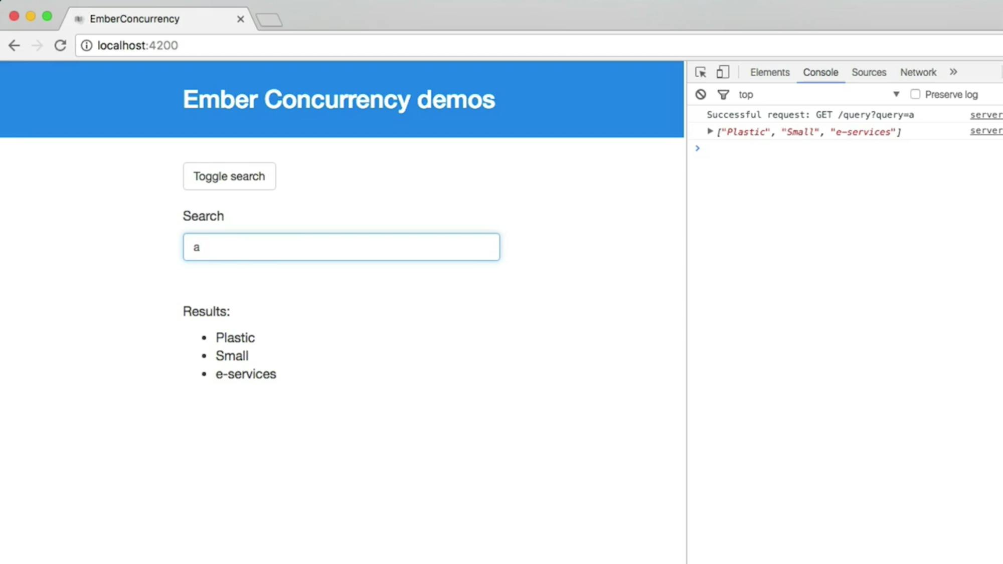 Our first task: an autocomplete searchbox | Ember Concurrency | EmberMap